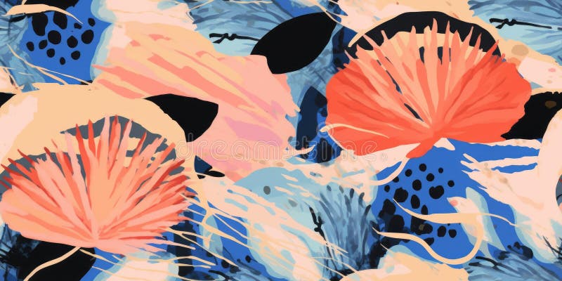 Abstract Hand Drawn Artistic Botanical Pattern. Collage Contemporary ...