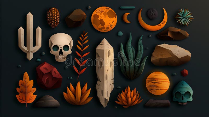 Abstract Hand-drawn Boho Vectors, Collection Set, Flat Design ...