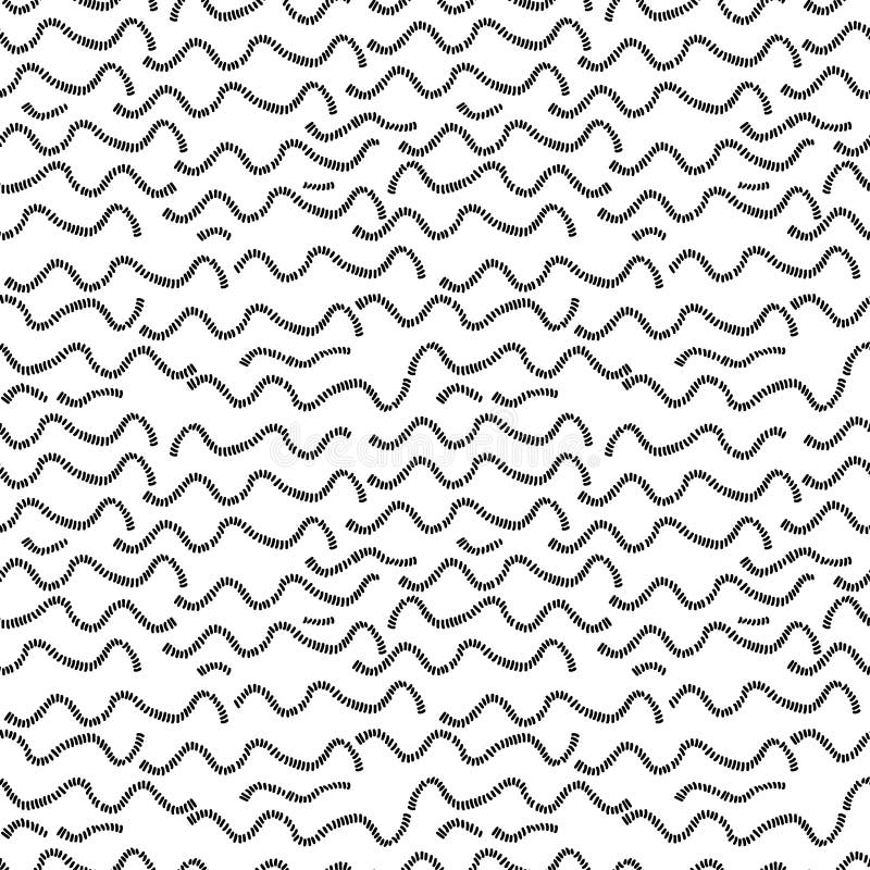 Abstract Hand Drawn Broken Line Seamless Pattern, Black and White ...
