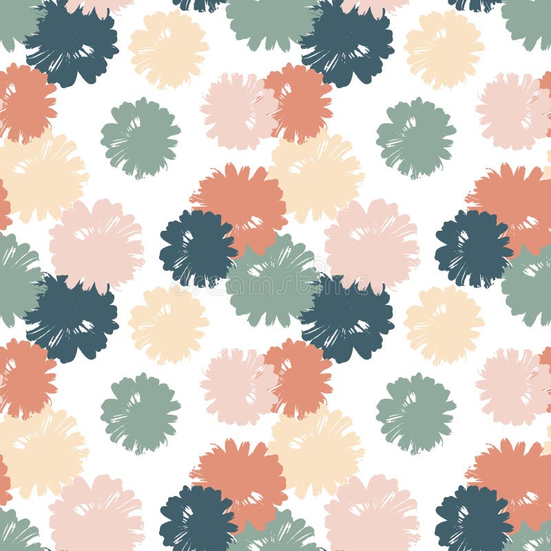 Abstract Hand Drawn Brush Flower Pattern Stock Illustration ...