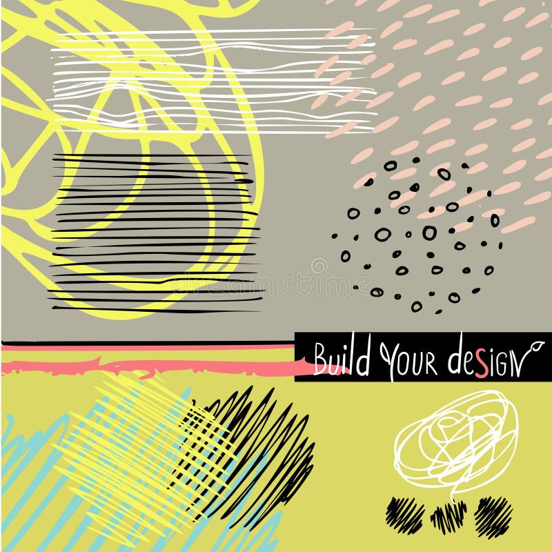 Abstract Hand Drawn Brushstroke Shapes Pattern Elements. Simple Modern ...