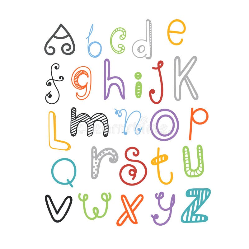 Hand Drawn Fancy Alphabet, Funny Doodle Letters Stock Vector ...