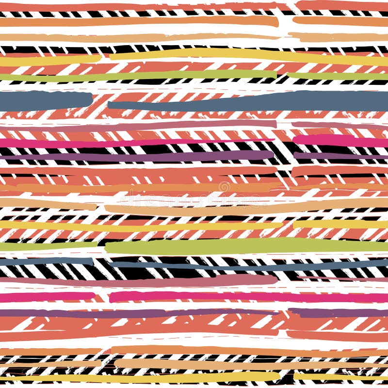 Abstract Hand Drawn Colors Stripes Pattern. Seamless Stock Vector ...