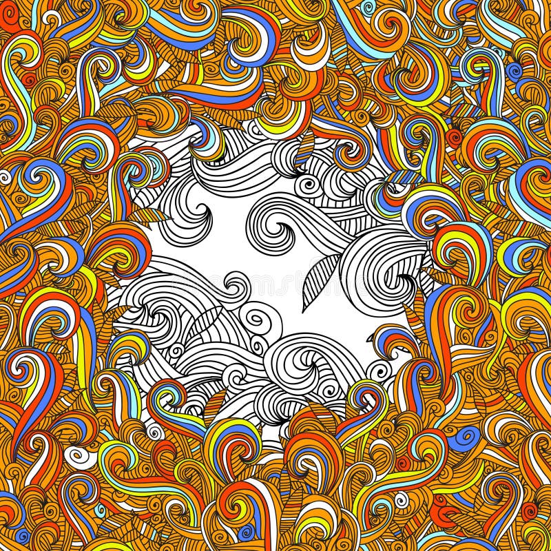 Abstract Hand-drawn Curly Wave Pattern. Stock Vector - Illustration of ...