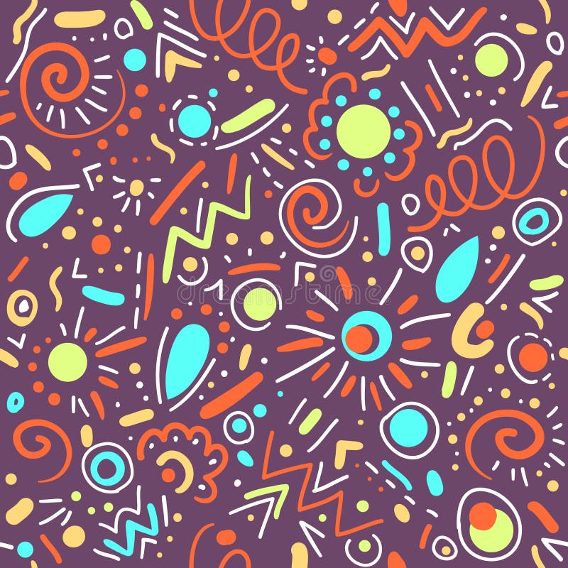 Abstract Hand Drawn Doodle Geometric Elements Vector Seamless Pattern ...
