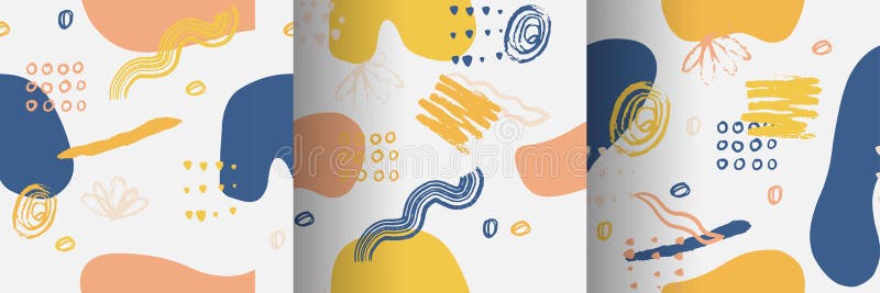 Abstract Hand Drawn Element Seamless Pattern Stock Illustration ...