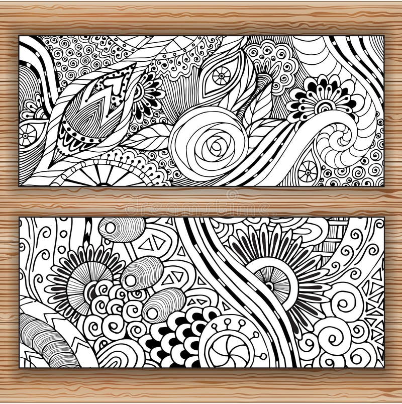 Abstract Hand Drawn Ethnic Pattern Cards. Stock Vector - Illustration ...