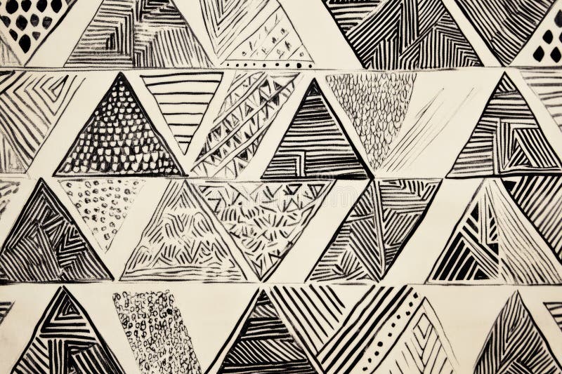 Abstract Hand-drawn Geometric Patterns in Black Ink, Layered Over a ...
