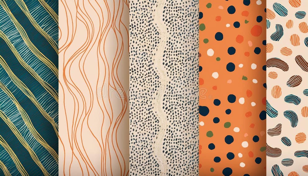 Abstract Hand Drawn Geometric Simple Minimalistic Seamless Patterns Set ...