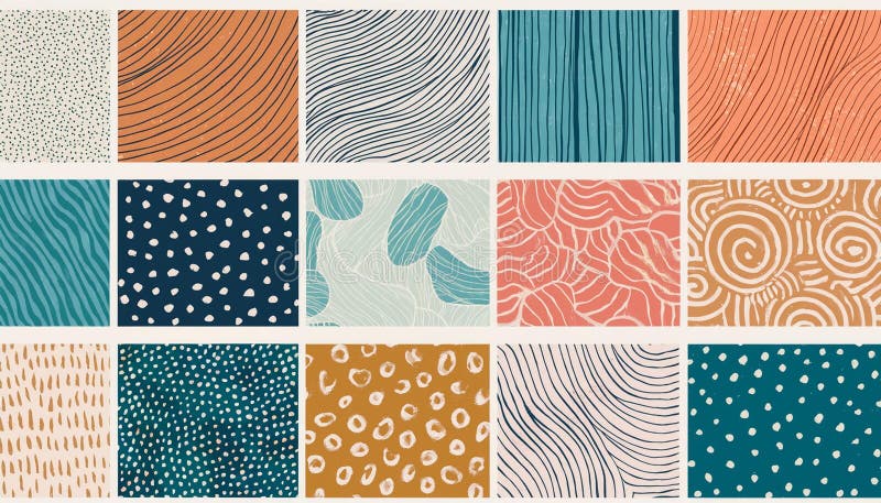 Abstract Hand Drawn Geometric Simple Minimalistic Seamless Patterns Set ...