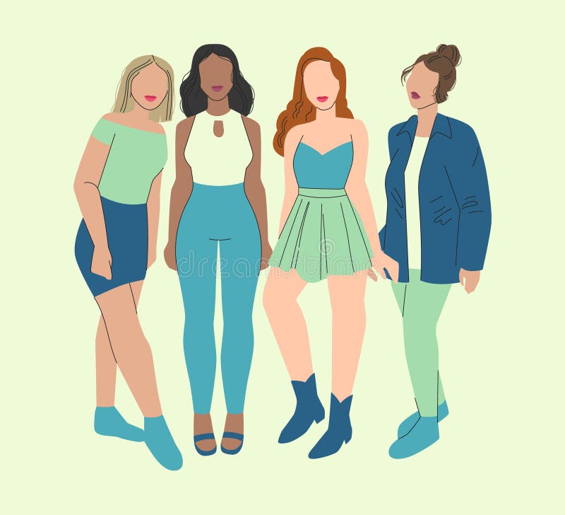 Abstract Hand Drawn Group of Women Illustration Vector Illustration ...