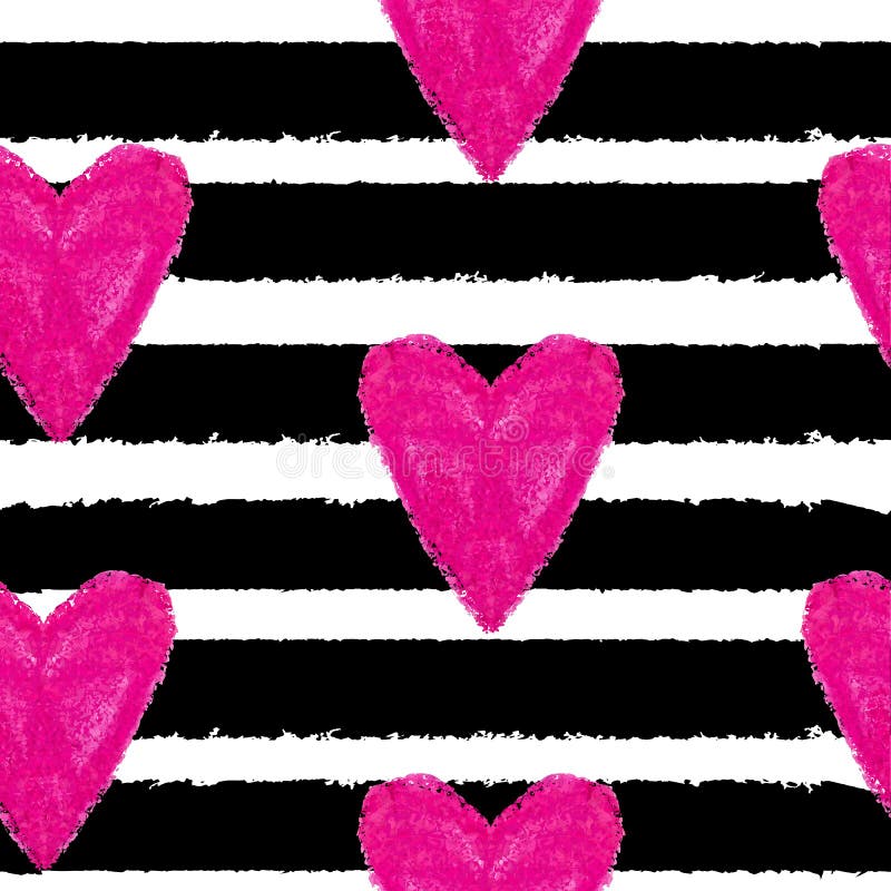 Abstract Hand Drawn Heart Love Seamless Pattern Background Vecto Stock ...