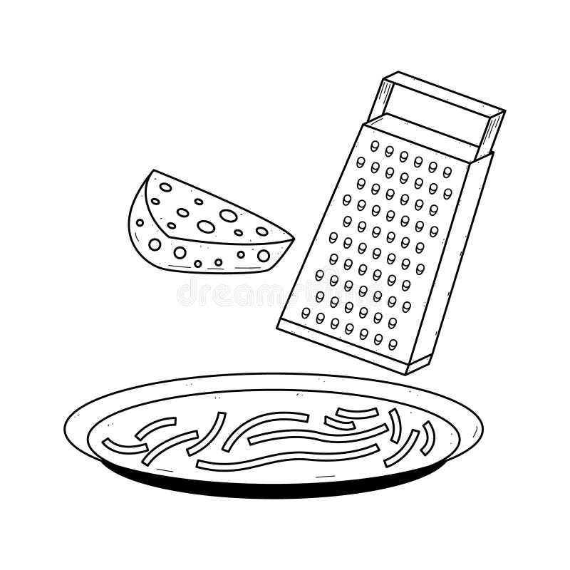 Abstract Hand Drawn Kitchen Stuff Grating Cheese Doodle Concept Vector ...