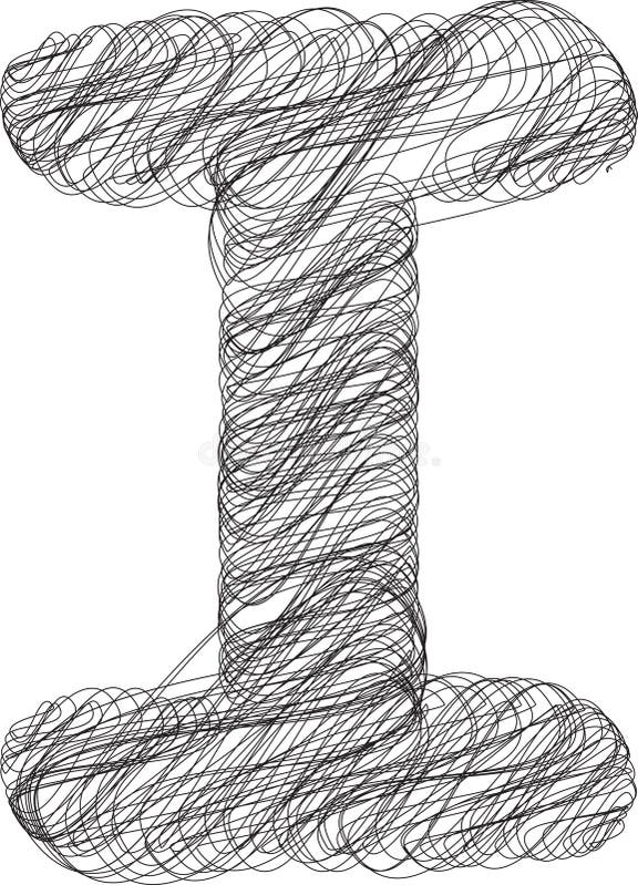 Abstract Hand Drawn Letter I Stock Vector - Illustration of rough ...