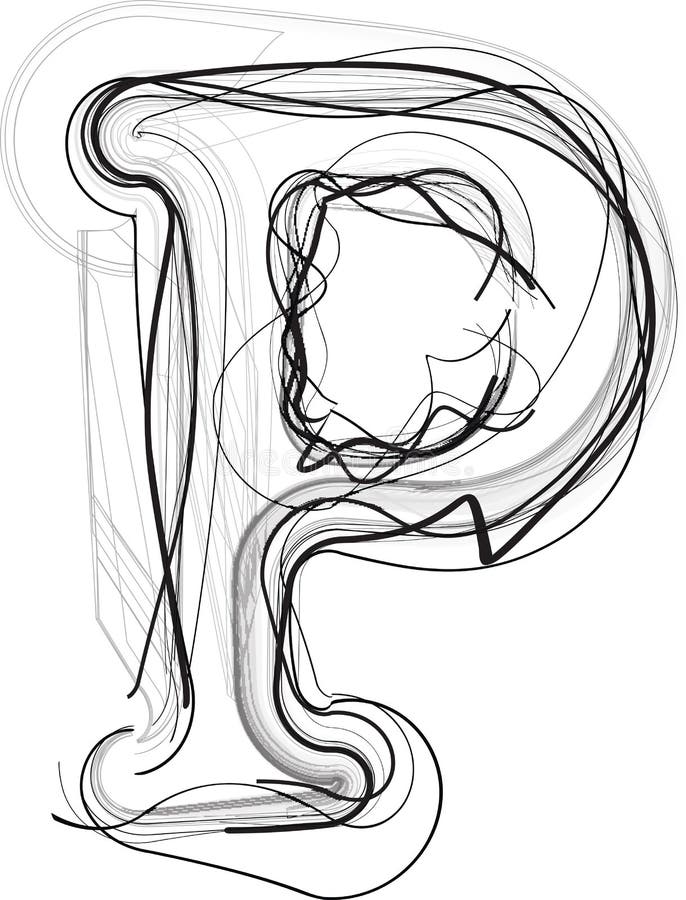 Abstract Hand Drawn Letter P Stock Vector - Illustration of font ...