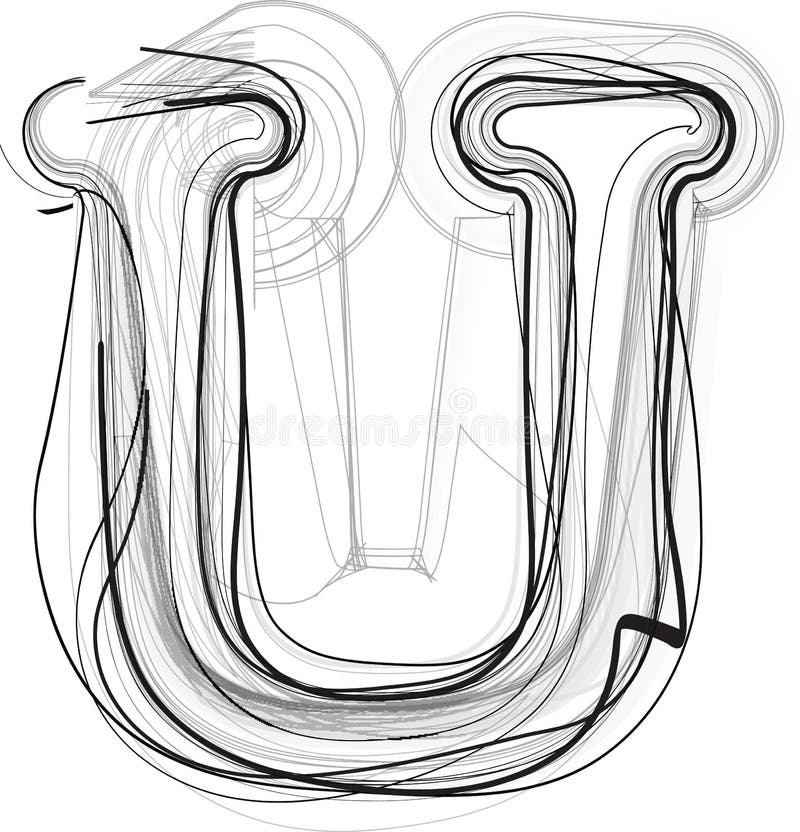 Abstract Hand Drawn Letter U Stock Vector - Illustration of abstract ...