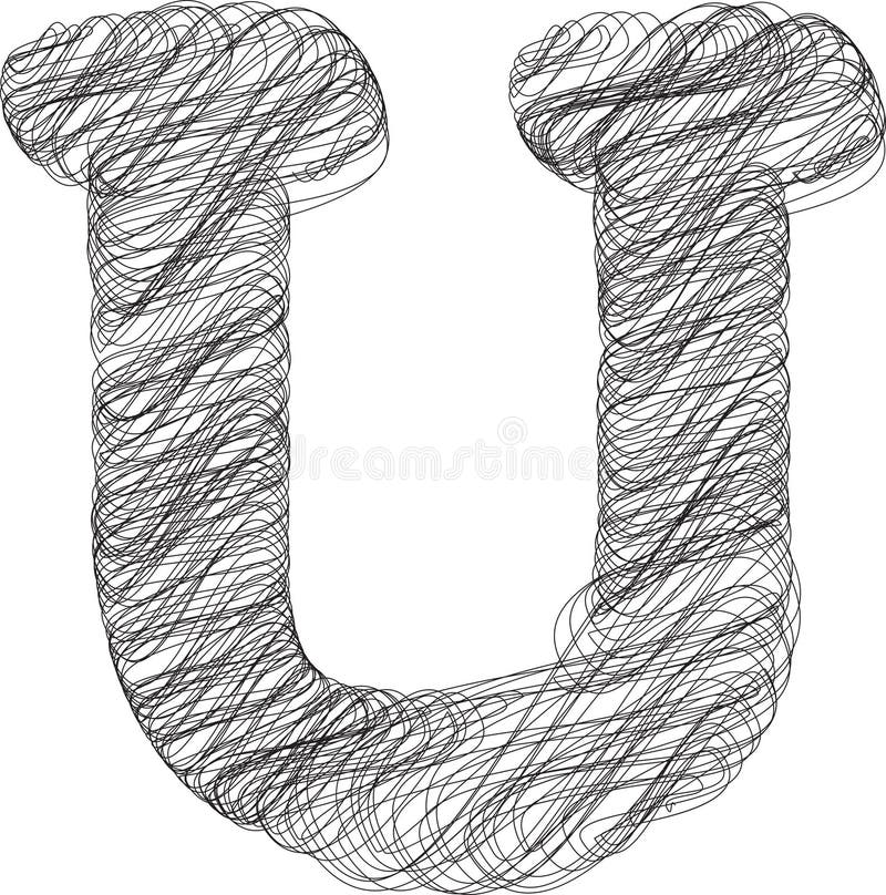 Abstract Hand Drawn Letter U Stock Vector - Illustration of monogram ...