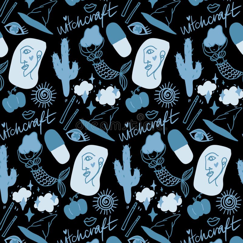 Abstract Hand Drawn Magic Tools, Concept of Witchcraft Stock ...