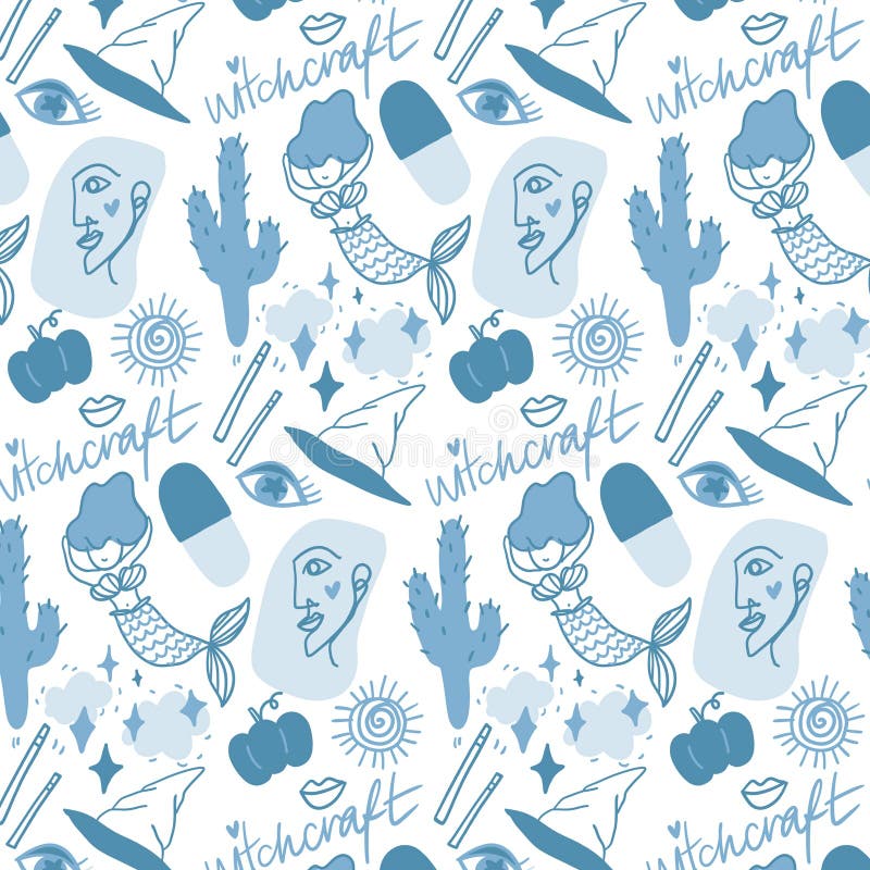 Abstract Hand Drawn Magic Tools, Concept of Witchcraft Stock ...