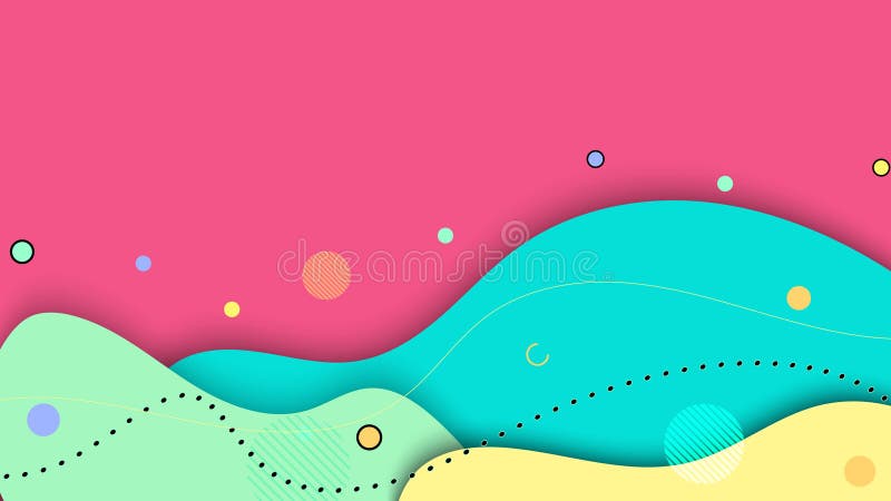 Abstract Hand Drawn Organic Shape Pattern with Circles Elements on Pink ...