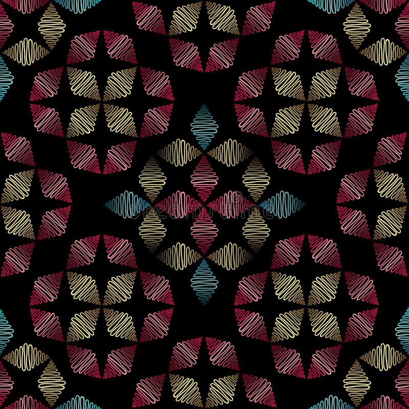 Abstract Hand Drawn Ornament Pattern Vector Tracery Seamless