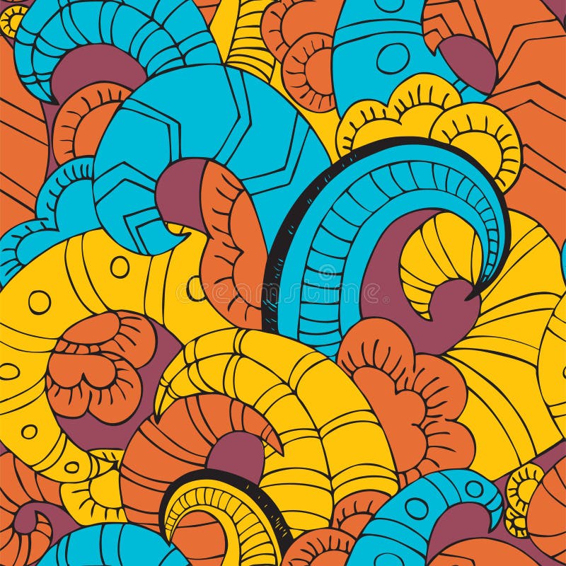 Abstract Hand-drawn Monochrome Pattern Stock Vector - Illustration of ...