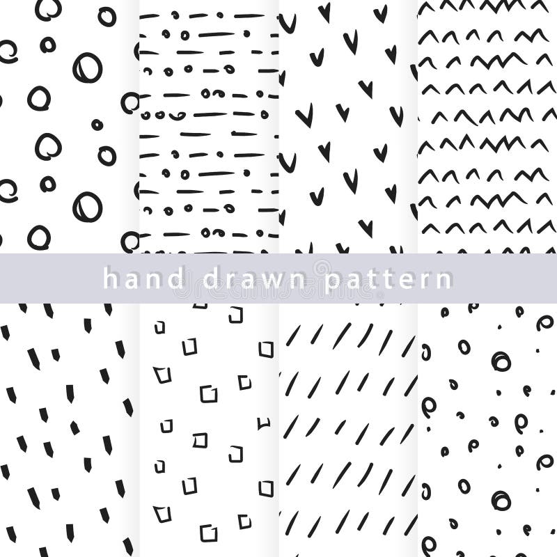 Abstract Hand Drawn Patterns Stock Vector - Illustration of geometric ...
