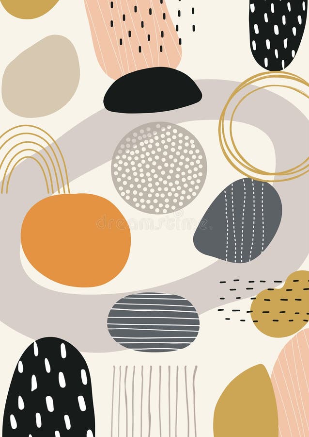 Abstract Hand Drawn Scandi Style Abstract Wall Art Design Stock Vector ...