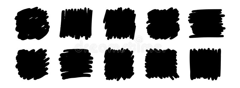 Abstract Hand Drawn Scribble Set Art. Vector Grunge Brush Square ...