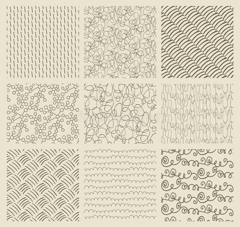 Abstract Hand Drawn Seamless Background Patterns Stock Vector ...