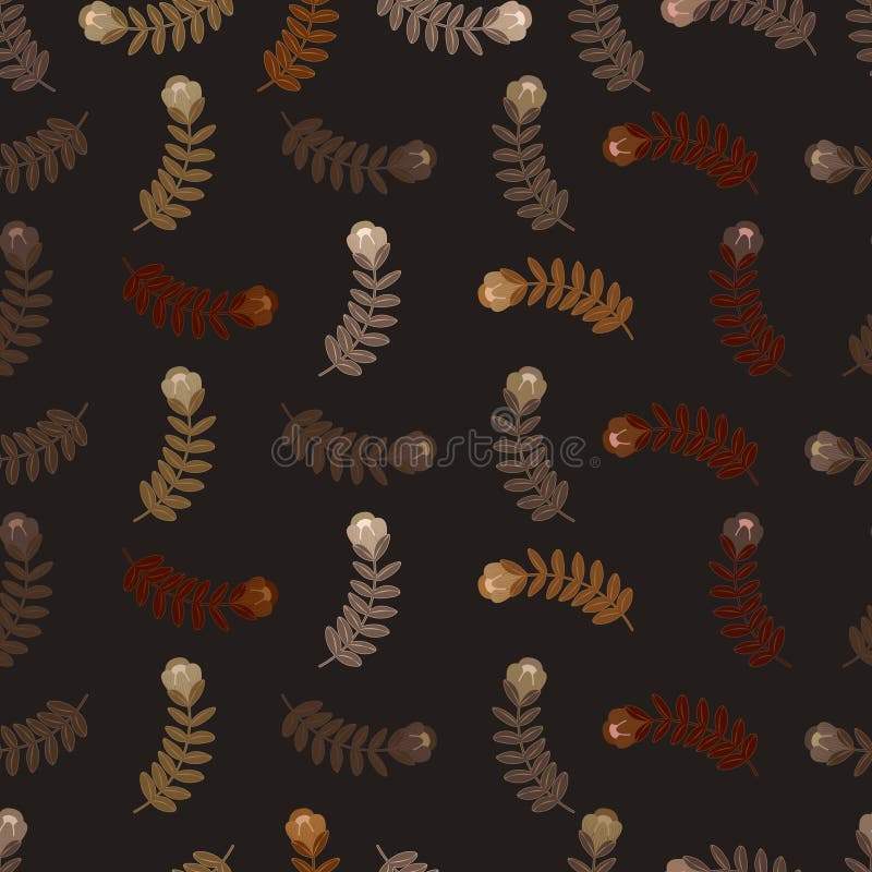 Abstract Hand Drawn Seamless Floral Pattern on Dark Background Stock ...