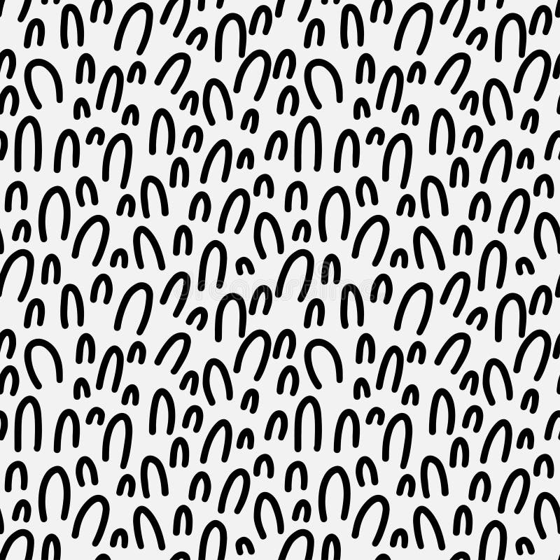 Abstract Hand Drawn Seamless Pattern, Black and White Texture. Stock ...