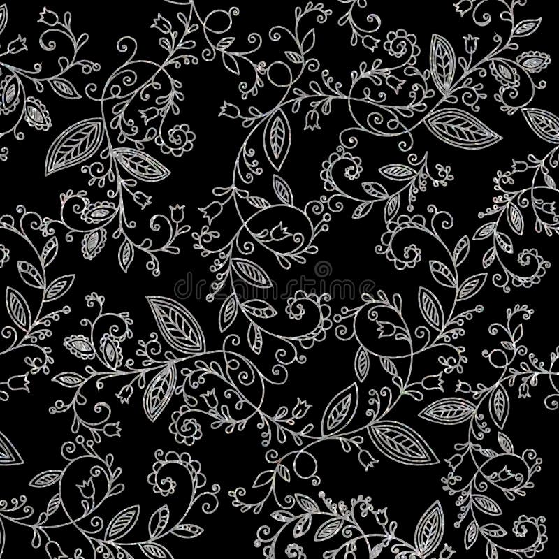 Abstract Hand Drawn Silver Pattern Stock Vector - Illustration of curl ...