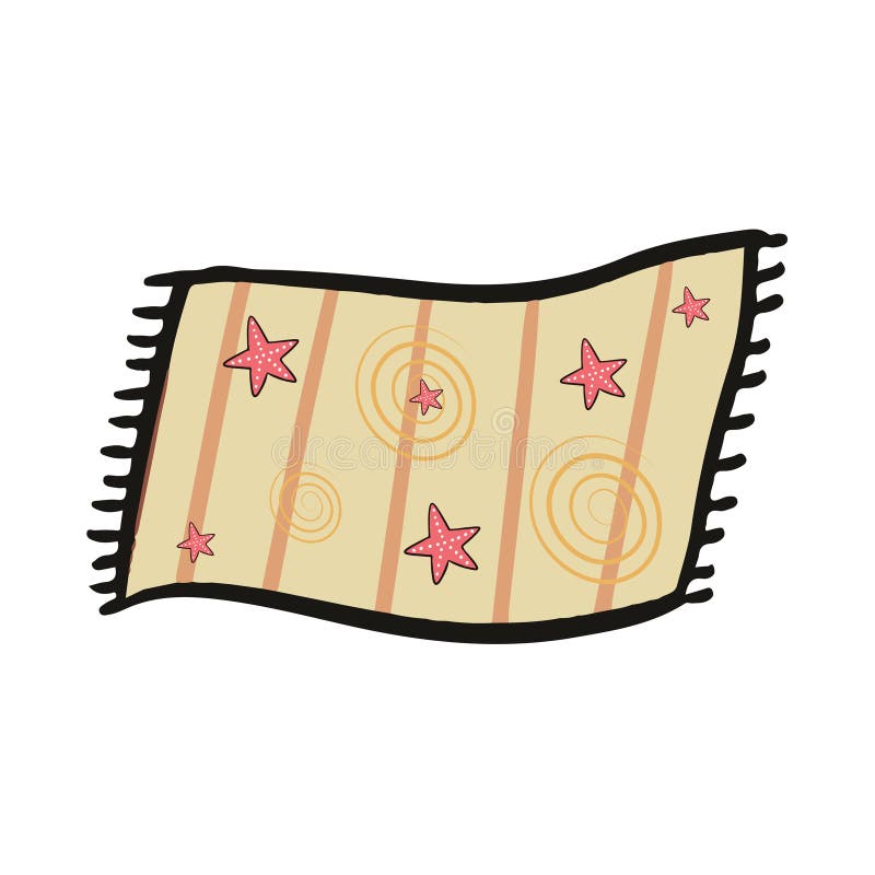 Abstract Hand Drawn Star Fish Spiral Vertical Striped Beach Mat Vector ...
