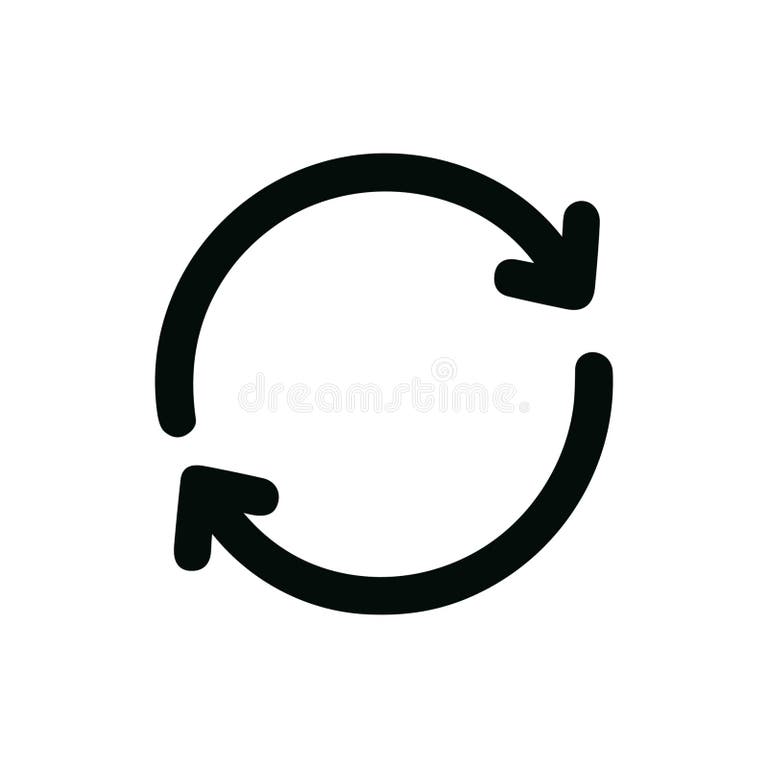 Simple Handdrawn Circular Arrow Flow Process Refresh Loop Icon Stock Illustration - Illustration ...