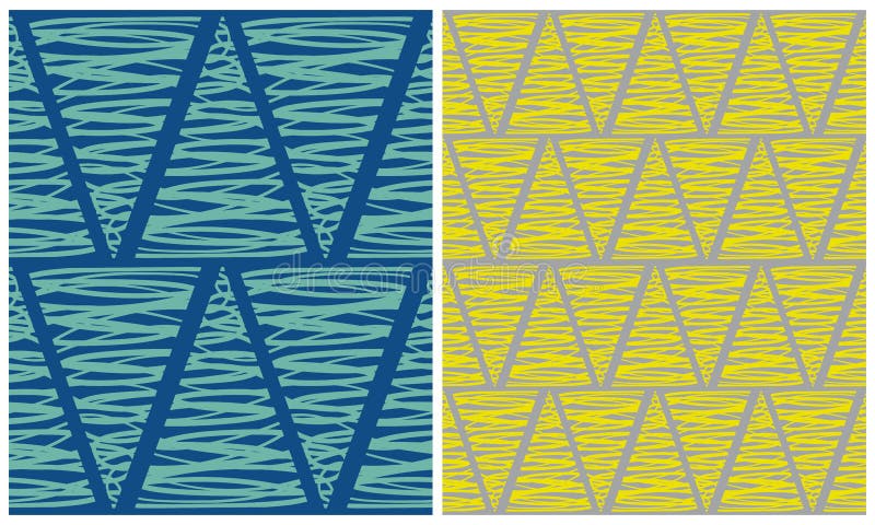 Abstract Hand Drawn Triangles Seamless Vector Patterns. Stock Vector - Illustration of dark ...