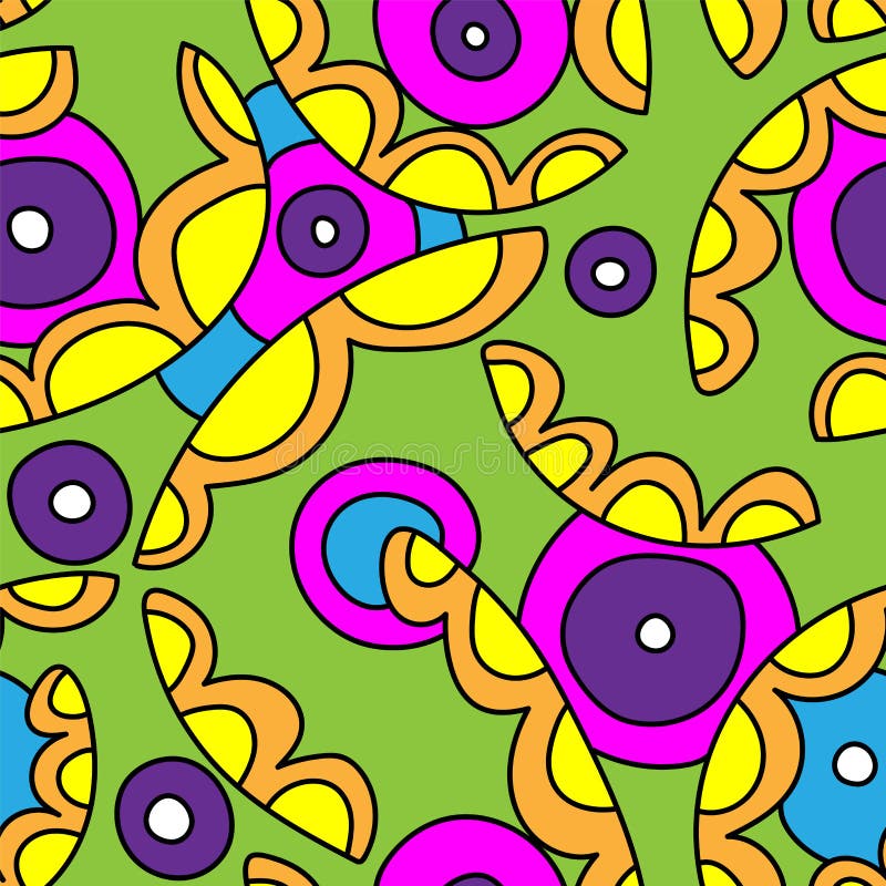 Abstract Hand Drawn Unique Pattern with Unusual Ornaments Stock Vector ...