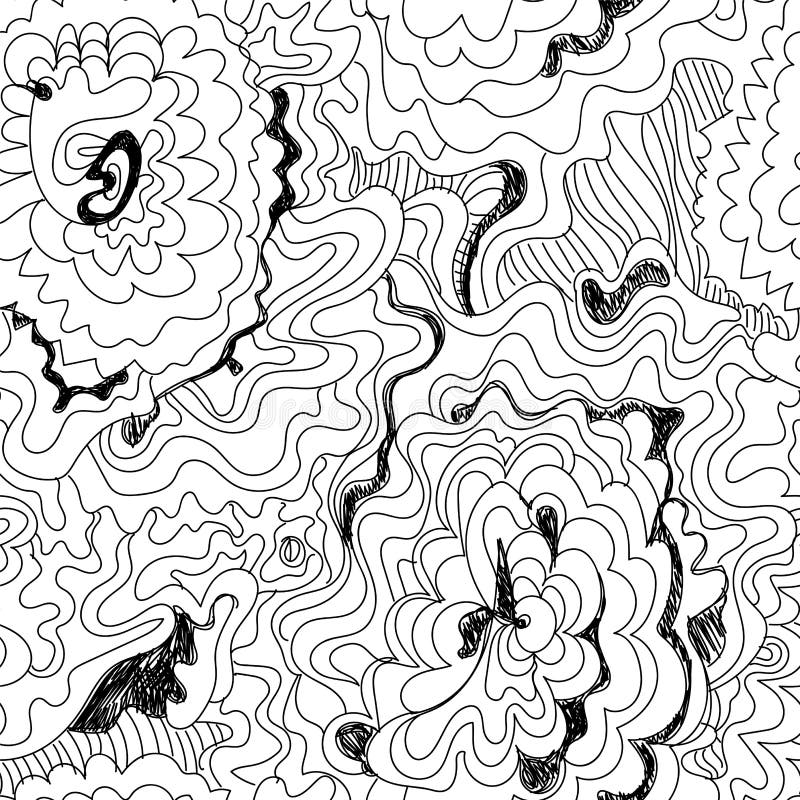 Abstract Hand Drawn Unusual Floral Pattern on the Seamless Backdrop ...