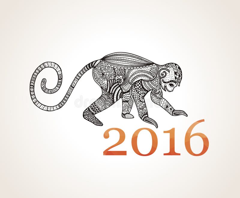 Abstract Hand Drawn Zentangle Monkey Vector Stock Vector - Illustration ...