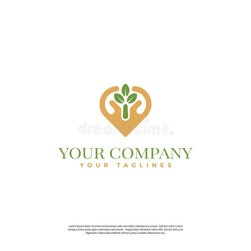 Abstract Hand and Plant Logo in Modern Minimalist Style Stock Vector ...