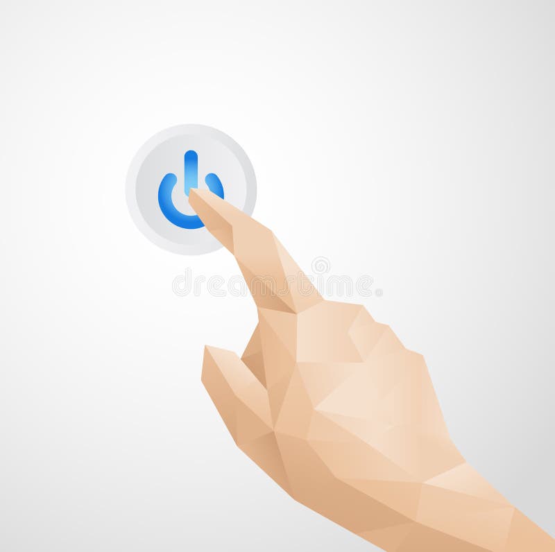 Abstract Hand Pressing Power Button Stock Vector - Illustration of ...
