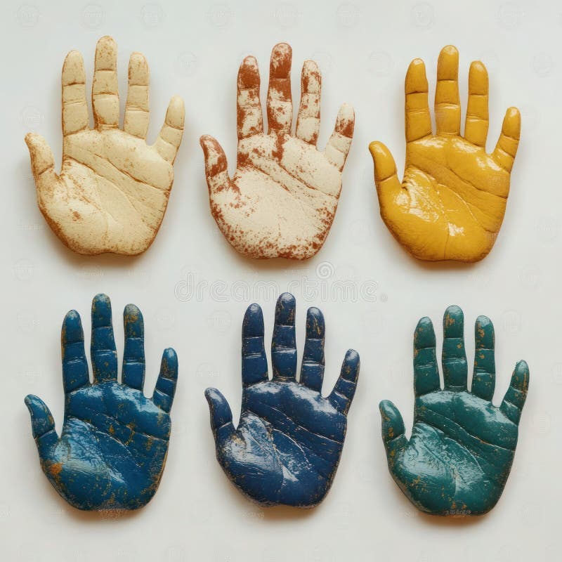 Abstract Hand Prints on White Background for Creative Design Projects Stock Illustration ...