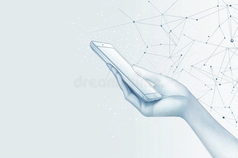 In this Abstract Hand, the Tablet Polygons, Geometry Triangles Make the ...