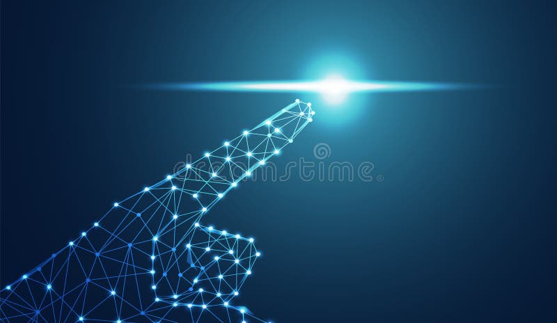 Abstract Hand Wireframe Digital Technology Concept the Finger is Stock ...