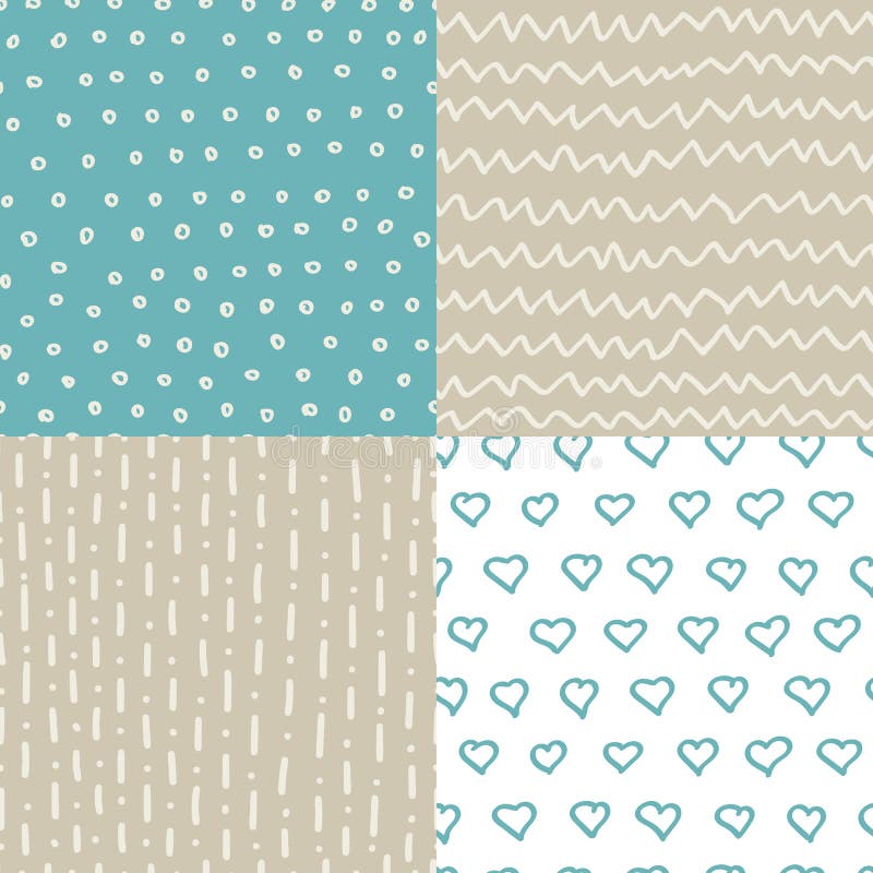 Abstract Handdrawn Seamless Patterns Set. Simple Texture for Backround ...