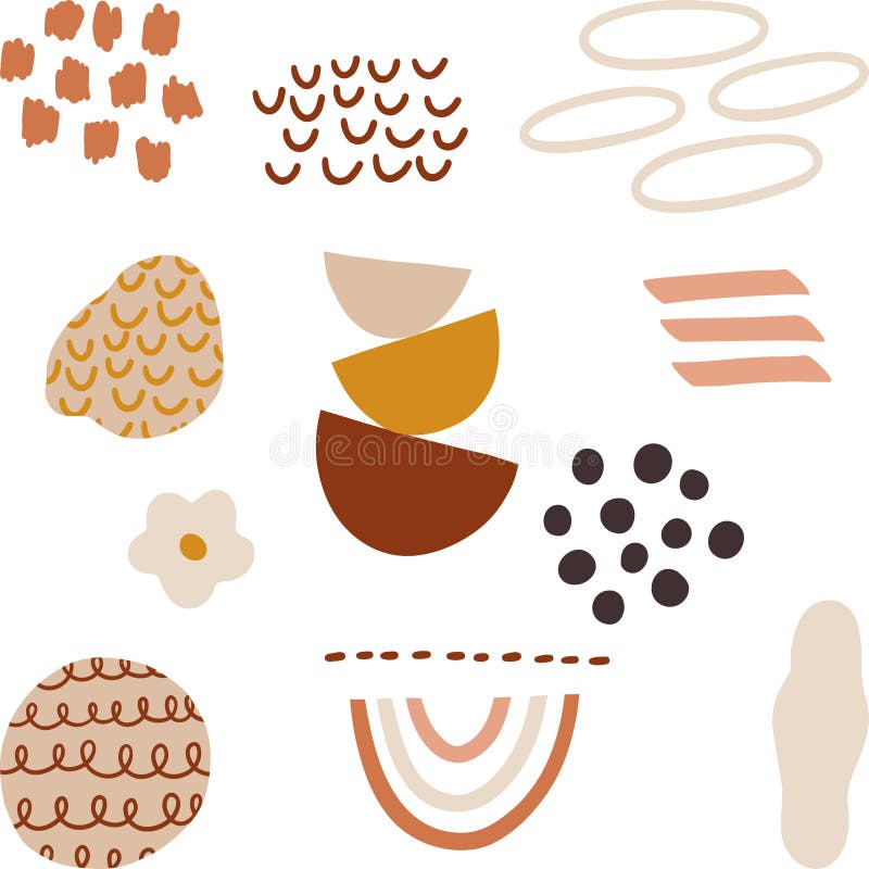 Set of Abstract Hand-drawn Shapes. Vector Textured Decor Elements Stock ...