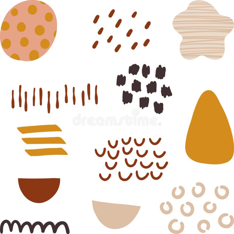 Set of Abstract Hand Drawn Shapes. Vector Textured Decor Elements Stock ...
