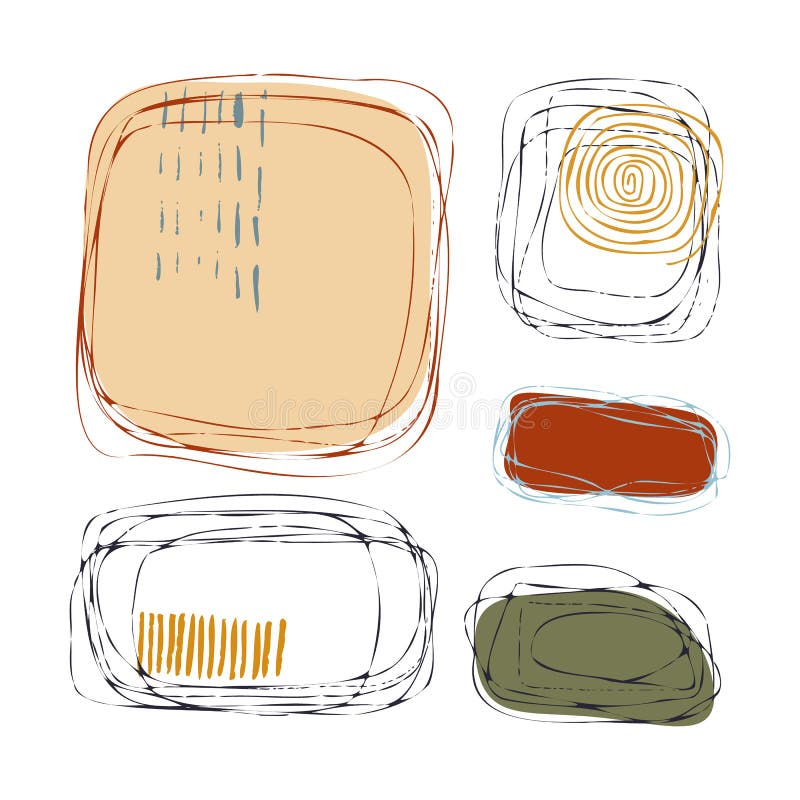 Abstract Handmade Graphic Elements Isolated on White, for Decoration ...