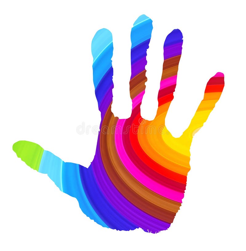 Handprint in Vibrant Colors of the Rainbow Stock Vector - Illustration ...