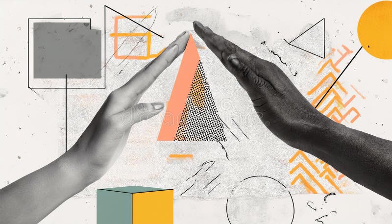 Abstract Hands High Five Collage Symbolizes Unity and Cooperation Stock ...